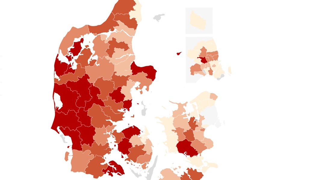 Se danmarkskortet: Vest- og Midtjylland dominerer med de mest erhvervsvenlige kommuner - Altinget